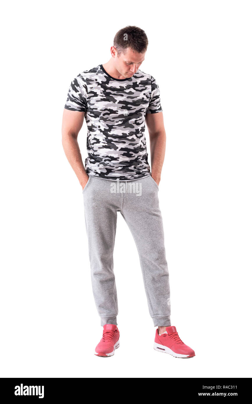 Upset Man Standing Sad Man Standing Over Grey Wall Holding Purse