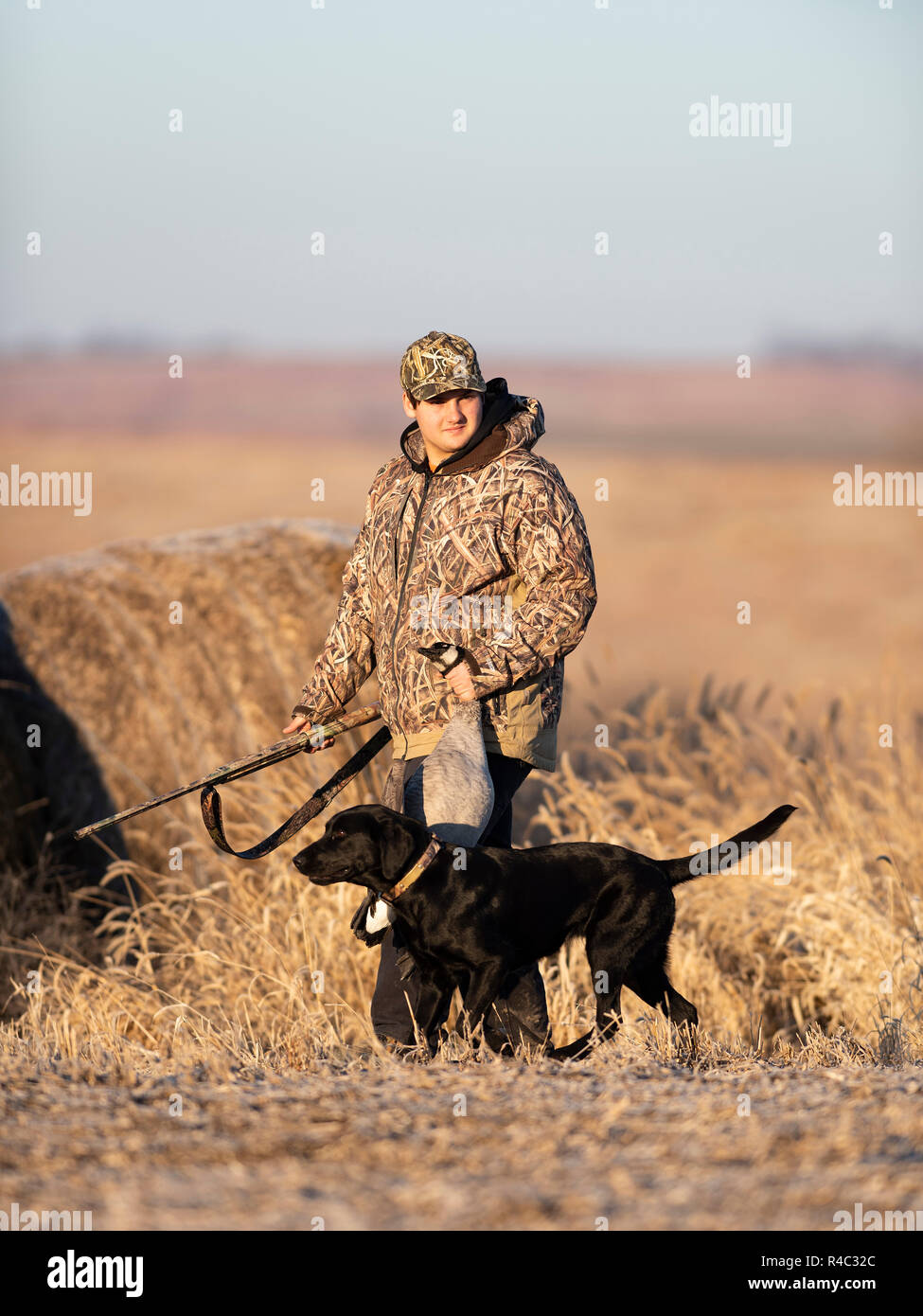 A Goose hunter and his hunting dog Stock Photo - Alamy