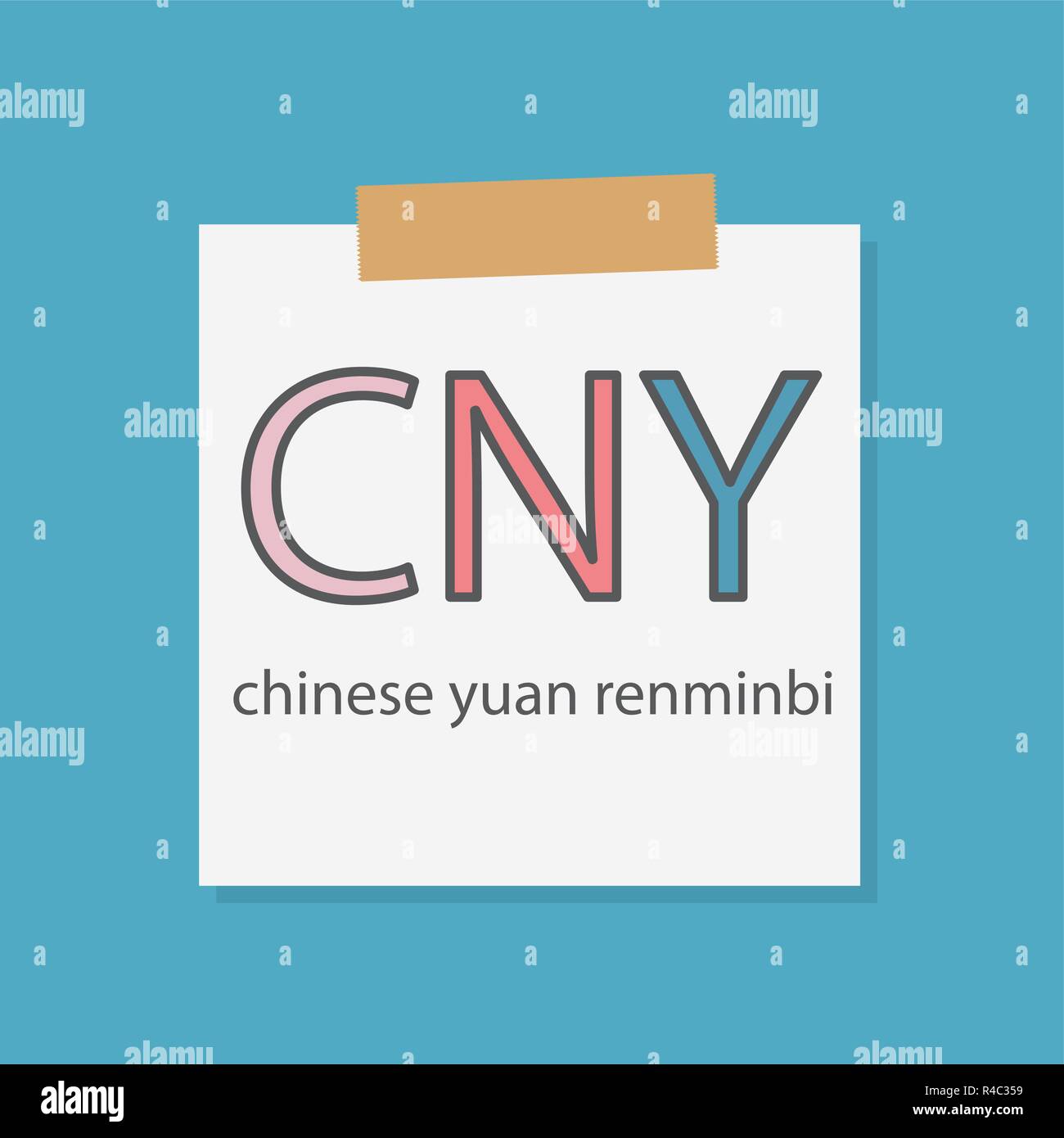 CNY Chinese Yuan Renminbi written in a notebook paper- vector ...