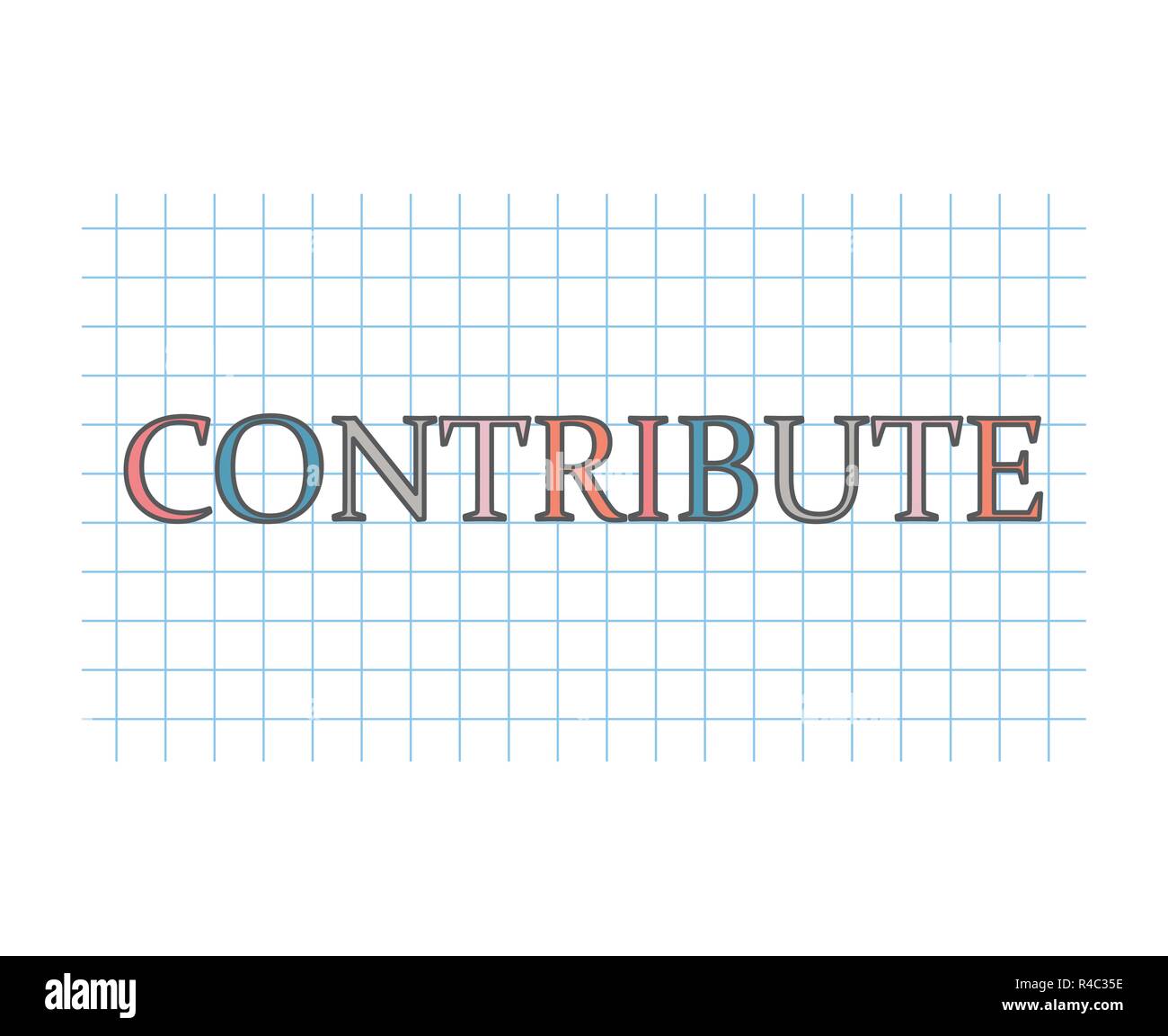 contribute word on checkered paper texture- vector illustration Stock ...