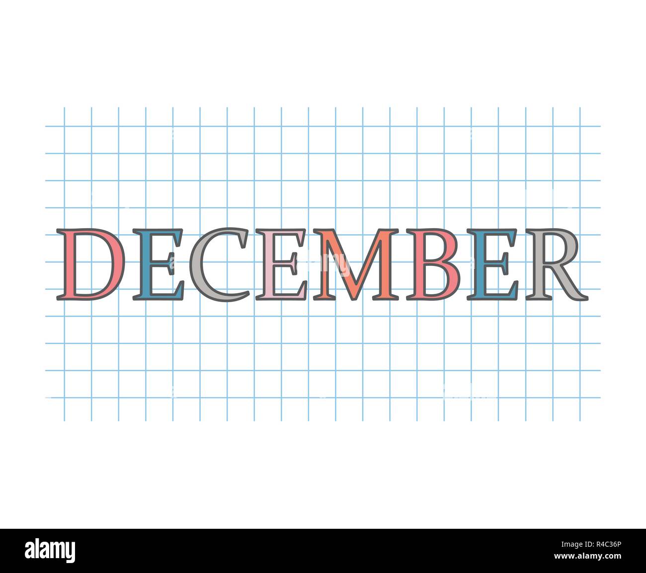 december word on checkered paper texture- vector illustration Stock ...