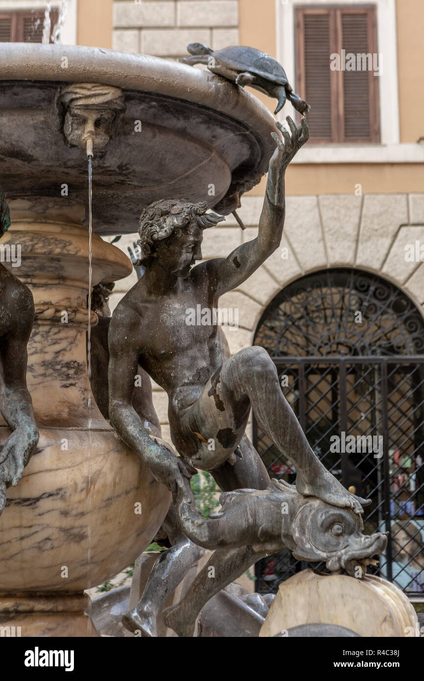 Turtle fountain in Piazza Mattei, in the Jewish Ghetto in Rome, Italy ...