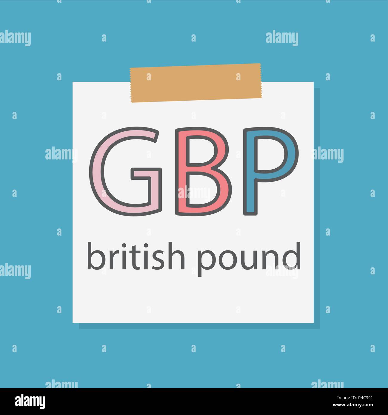 GBP British Pound written in a notebook paper- vector illustration ...