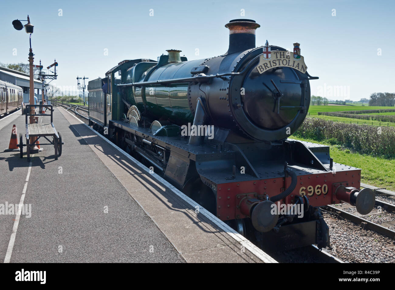 Modified Hall Class steam locomotive 6960 Raveningham Hall at Bishops ...