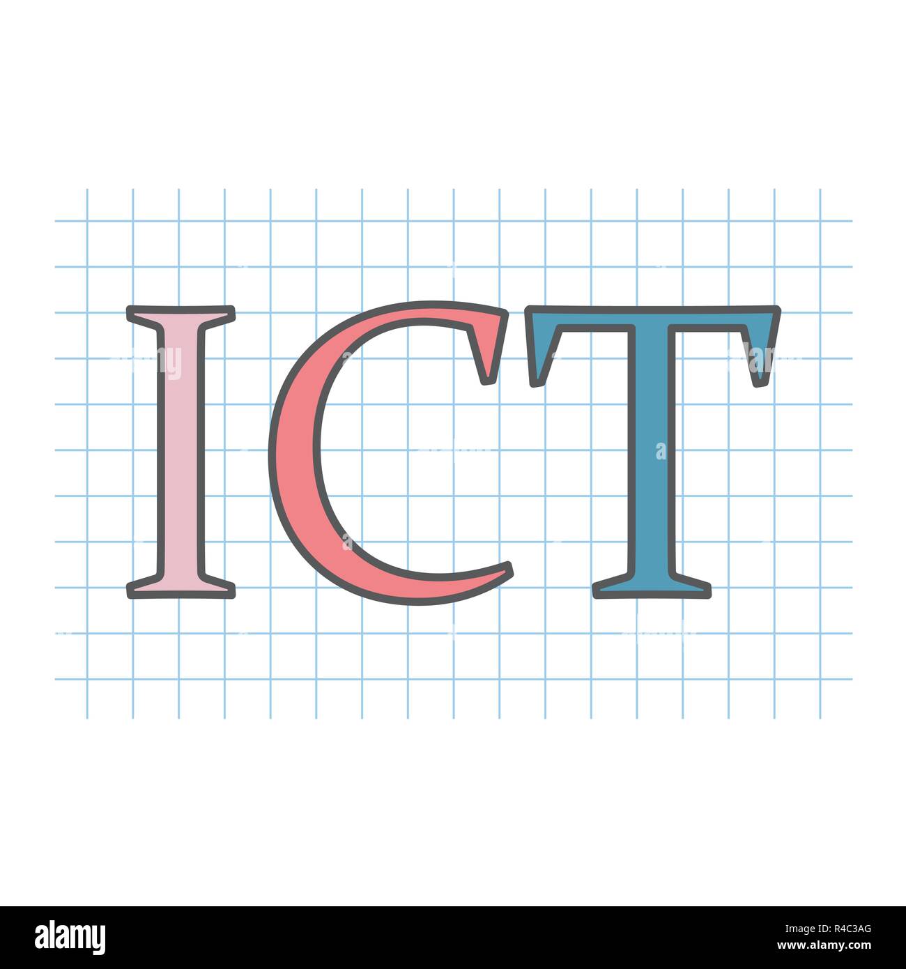 ICT (Information and communications technology) acronym written Stock ...