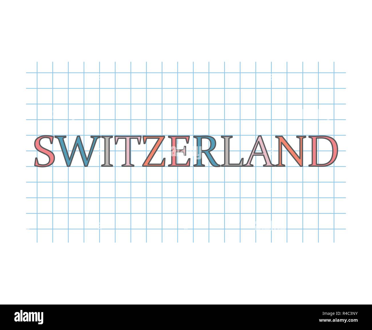 switzerland word on checkered paper texture- vector illustration Stock ...