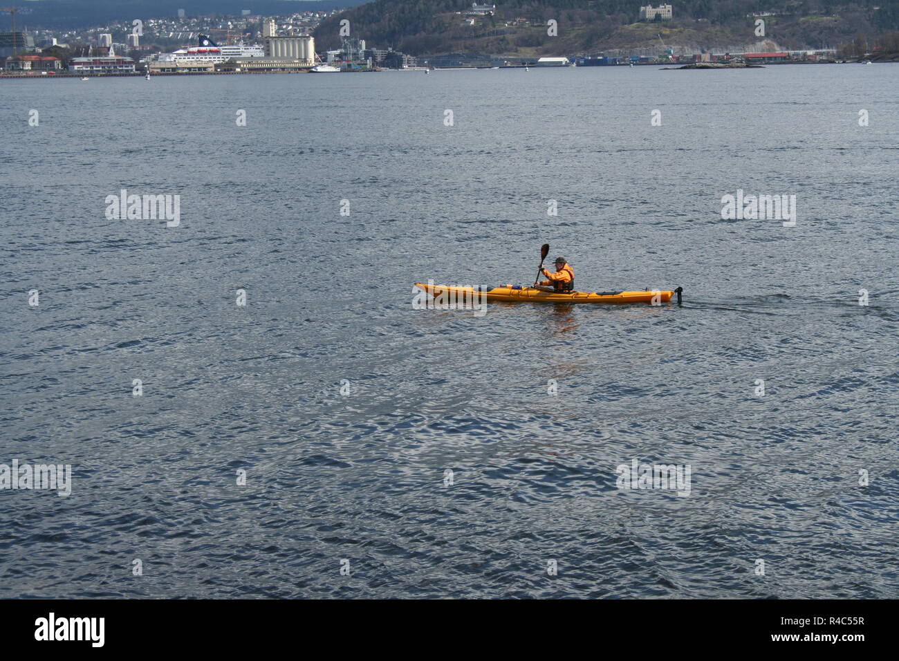 A man kayaking in the north sea Stock Photo - Alamy