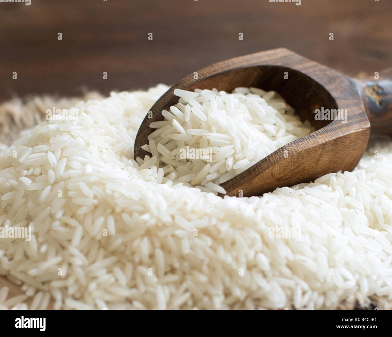 Basmati rice with a spoon Stock Photo - Alamy
