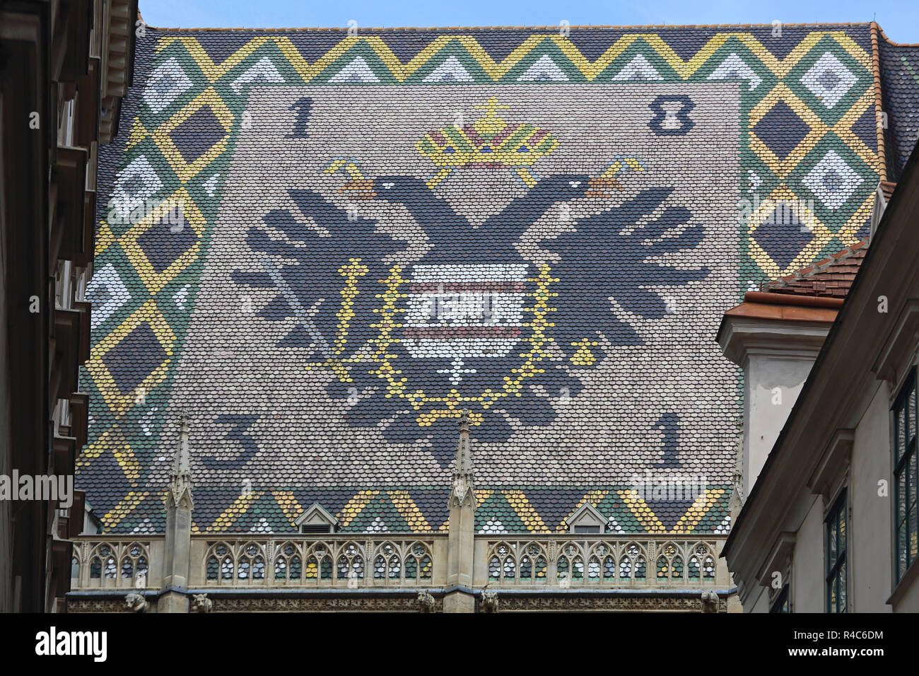 VIENNA, AUSTRIA - JULY 12: Coat of Arms at St. Stephen Cathedral in ...