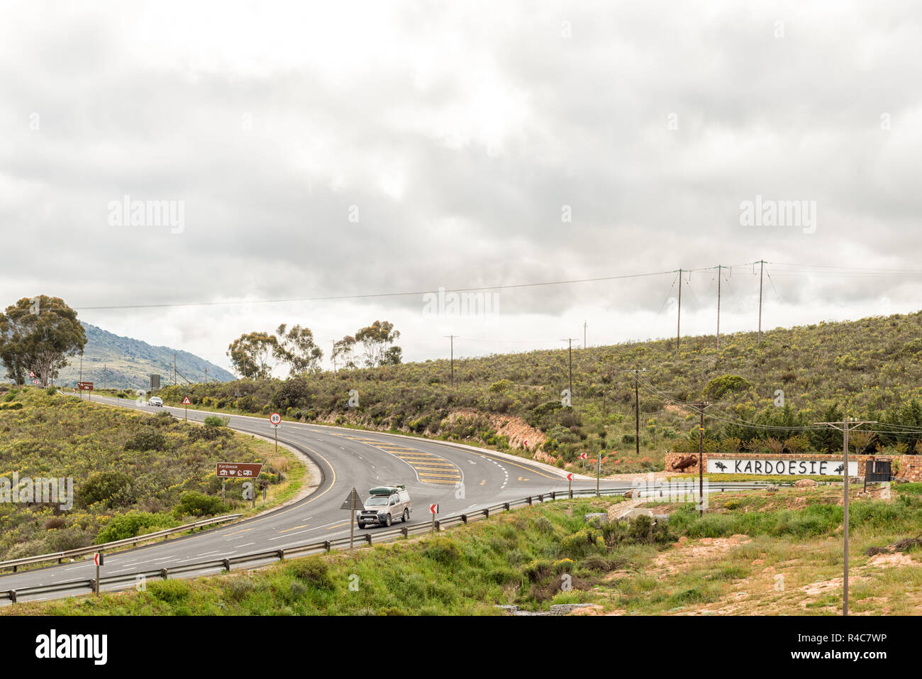 CITRUSDAL, SOUTH AFRICA, AUGUST 22, 2018: Turn-off to the Kardoesie ...