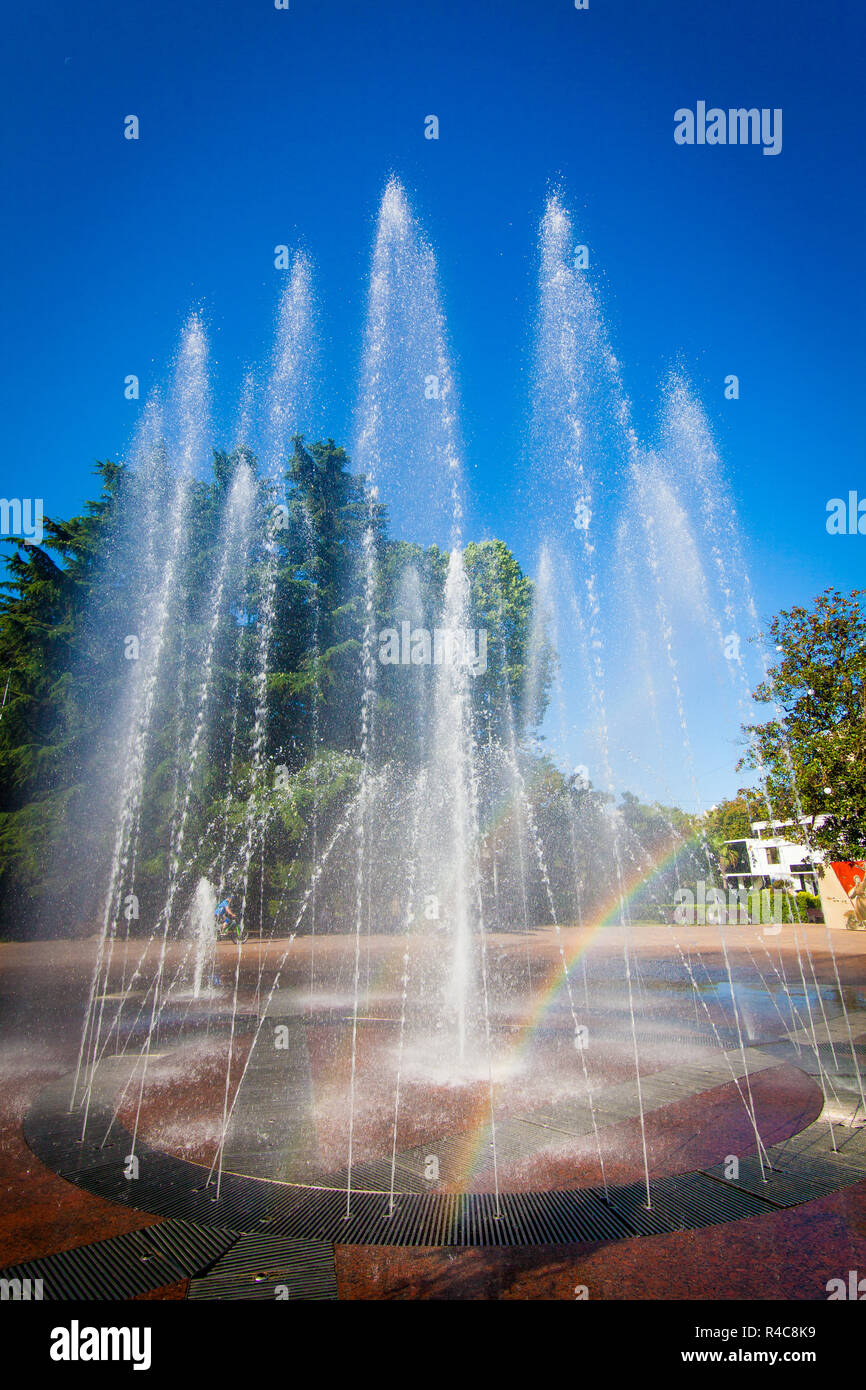 Sochi, Russia - water fountain. View from street Navaginskaya Stock ...
