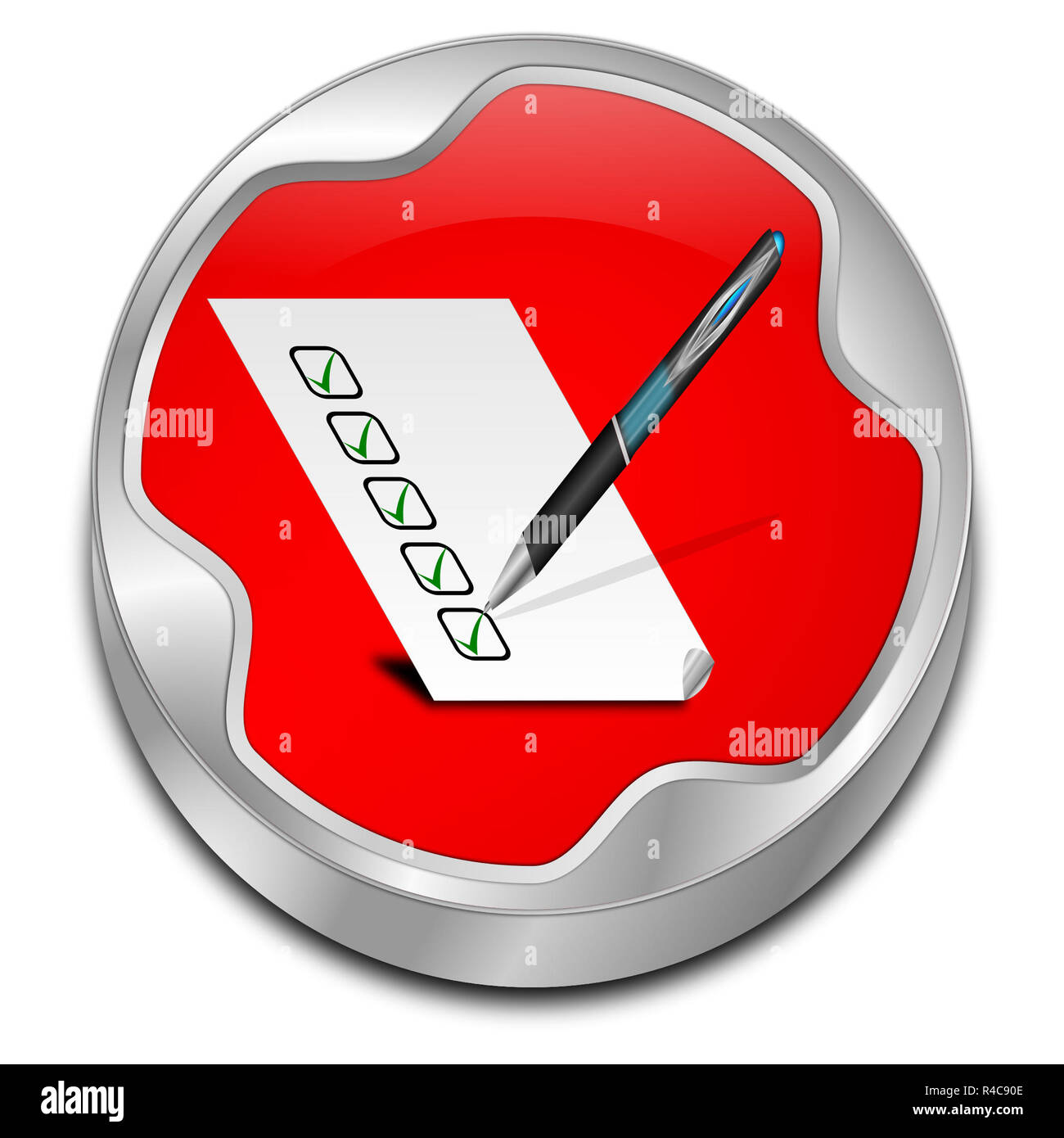 red Button with check list - 3D illustration Stock Photo - Alamy
