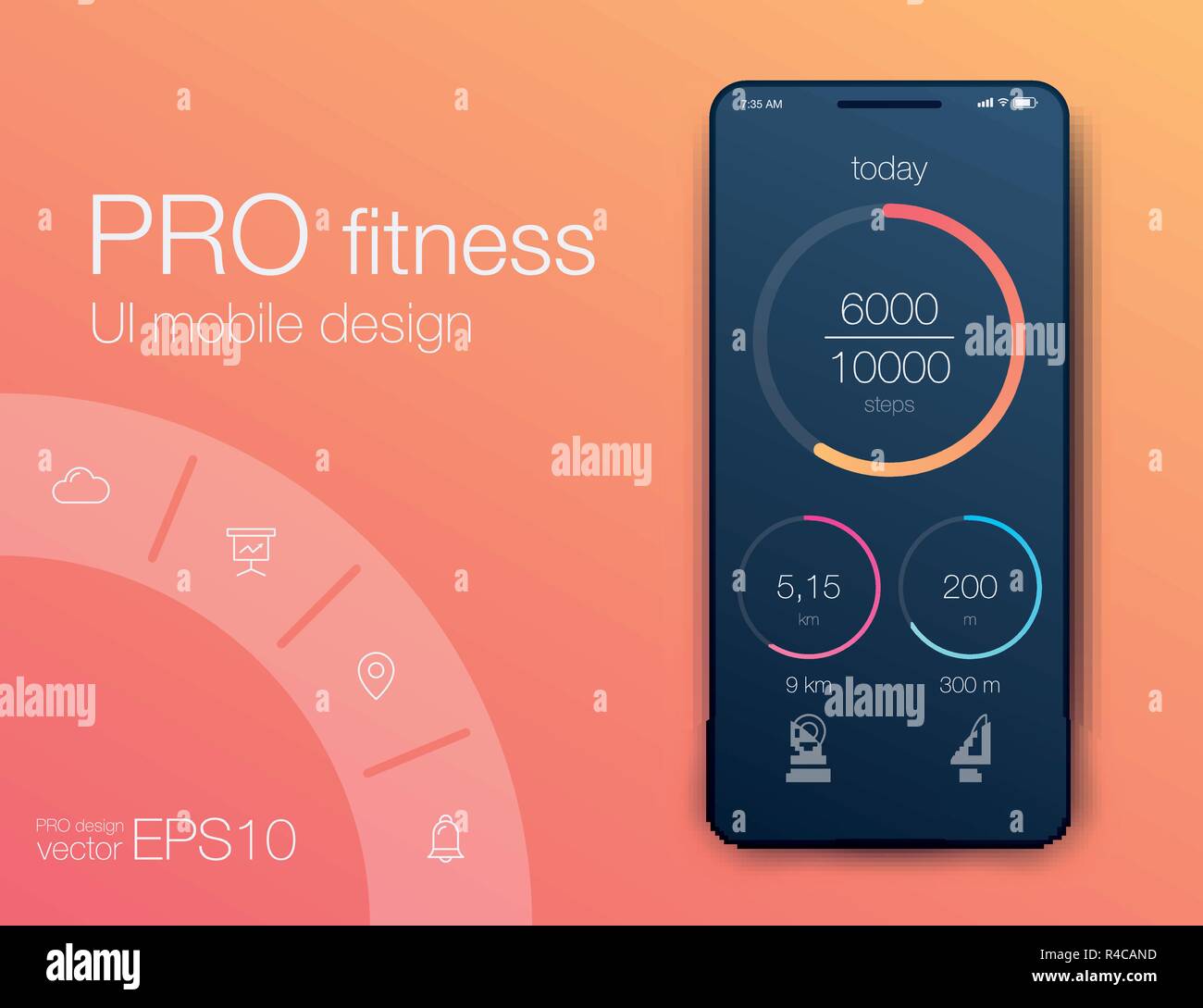 Fitness app. Ui ux design. UI design concept with web elements Stock ...