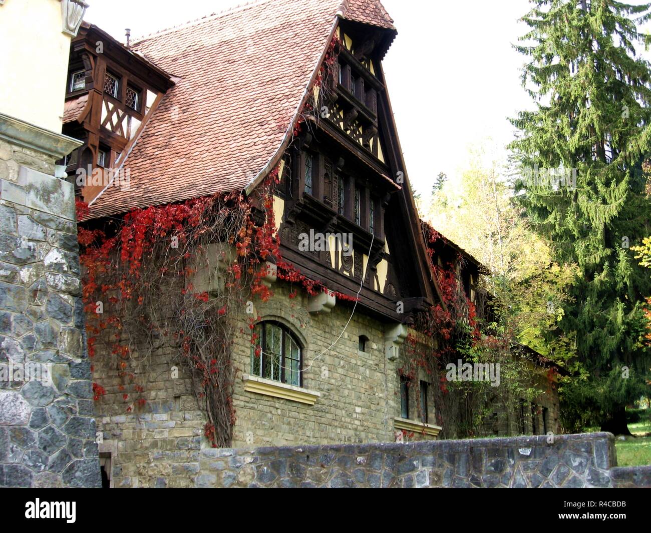 Beautiful traditional old architecture Romanian house made from stone ...