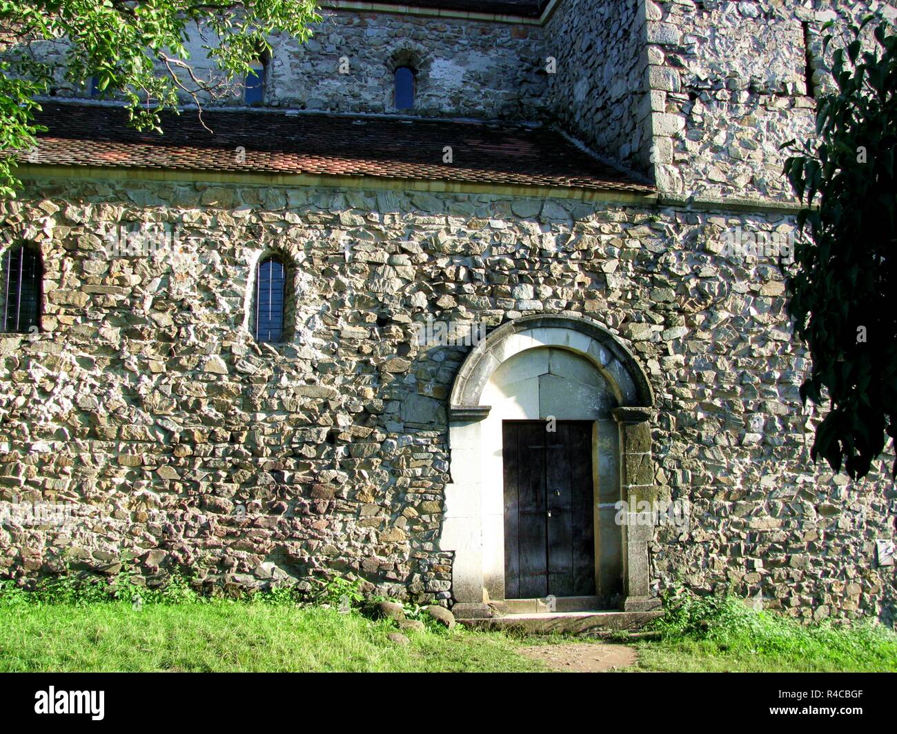 Old architecture of a fortress wall made from gray stone bricks Stock ...