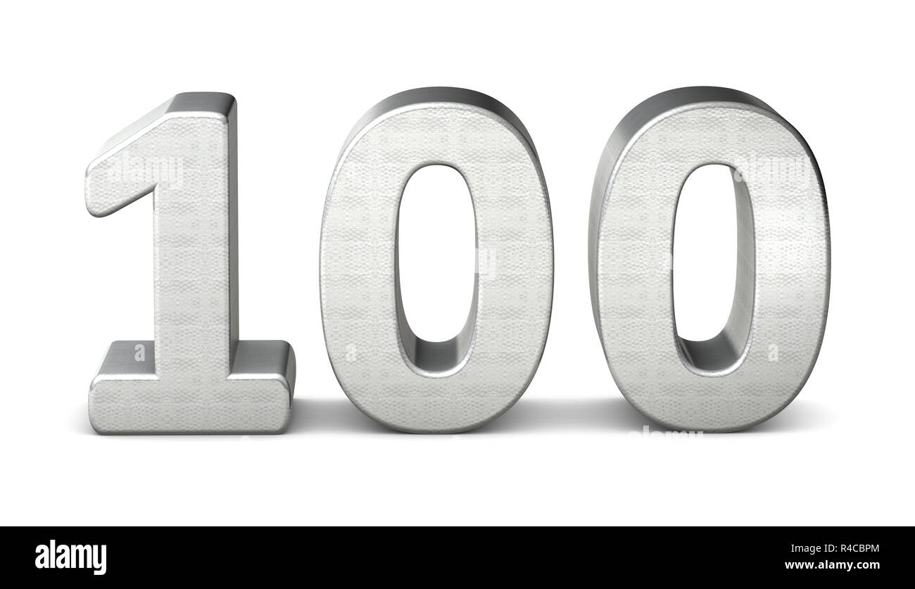 100 number 3d silver structure 3d rendering Stock Photo - Alamy