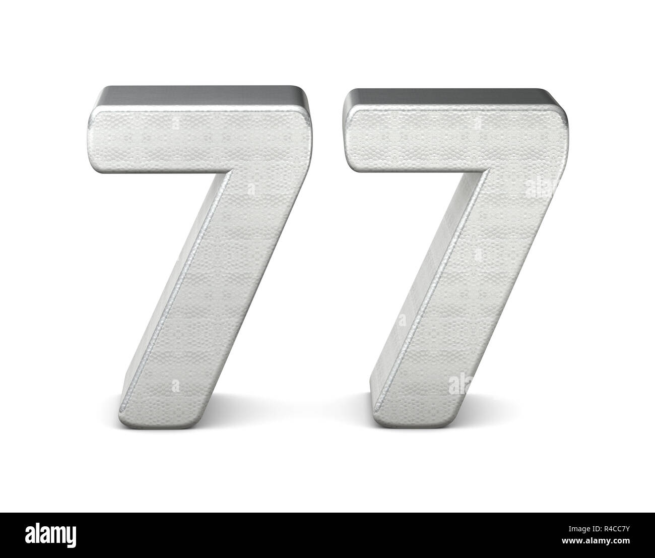 77 number 3d silver structure 3d rendering Stock Photo - Alamy