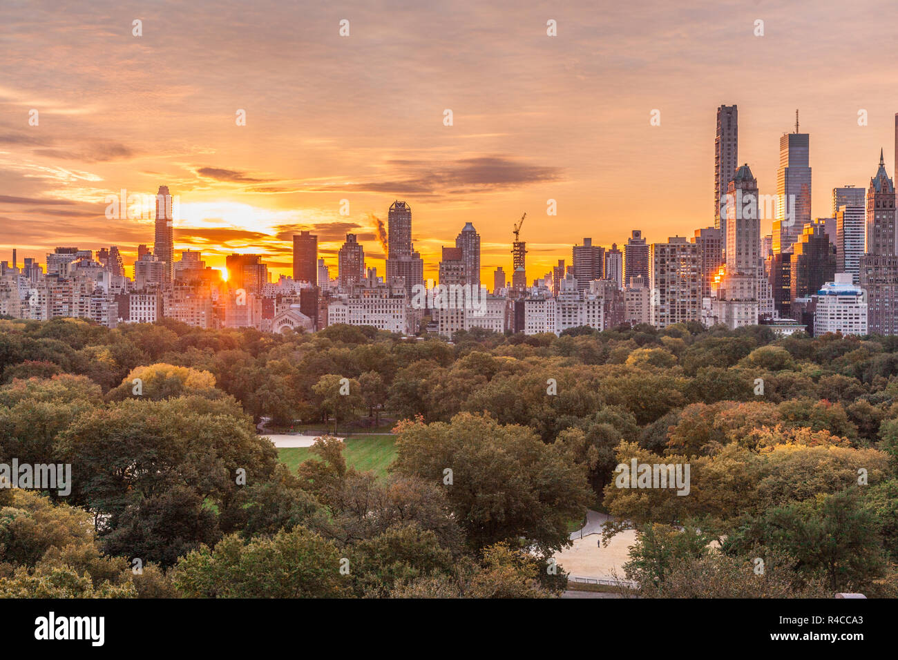 Sunrise Over Central Park New York City United States Of America