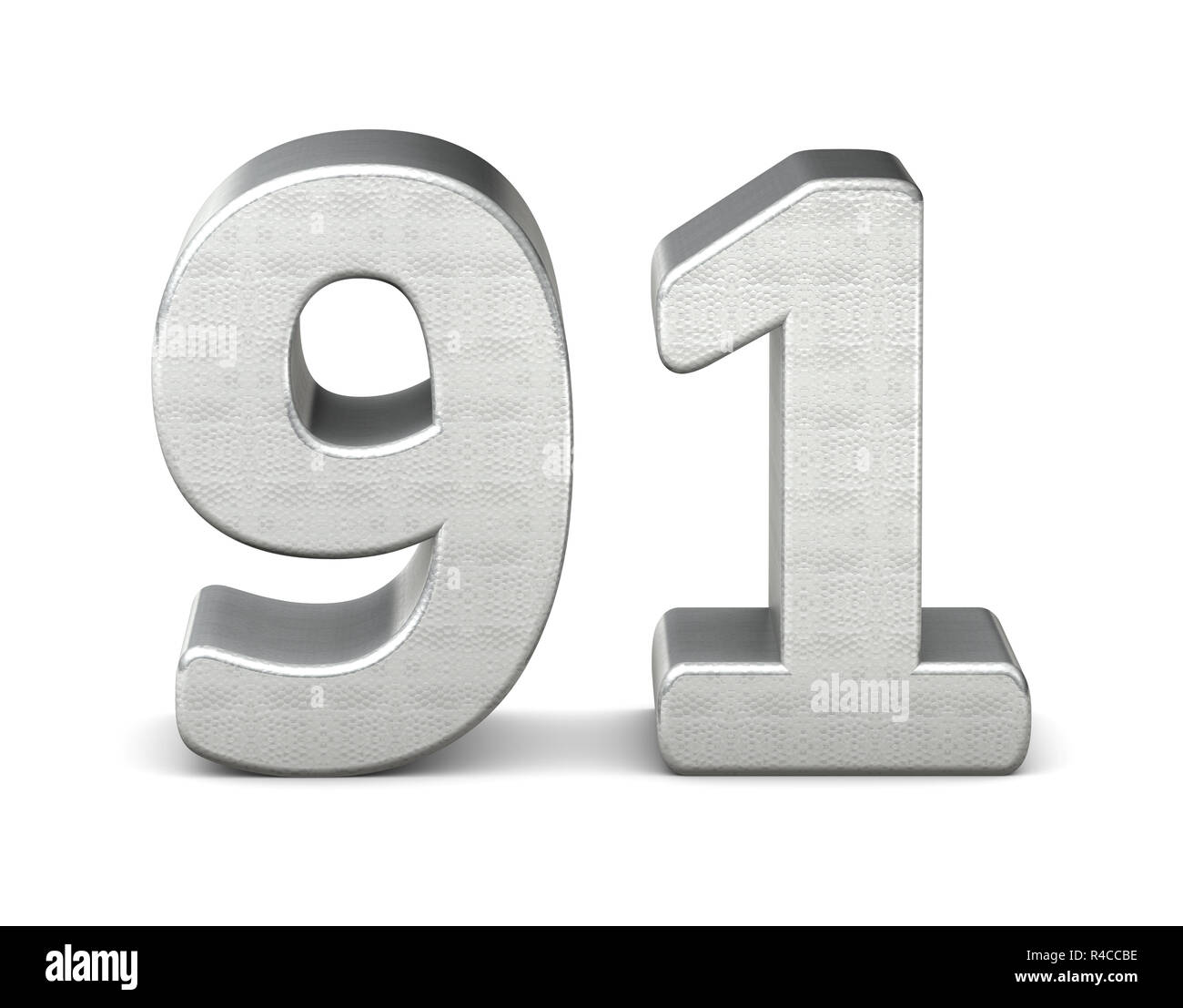 91 number 3d silver structure 3d rendering Stock Photo - Alamy