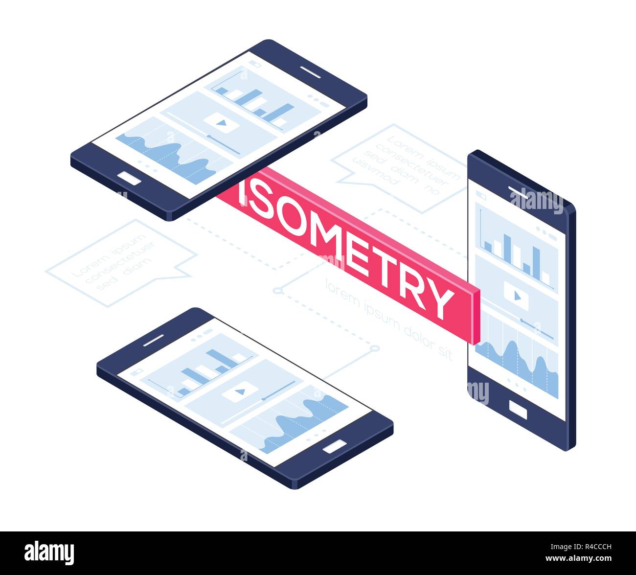 Isometric mobile phones - modern vector colorful illustration Stock ...
