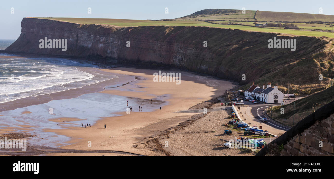 A scenic view of the beach and Huntcliff at Saltburn by the Sea in ...
