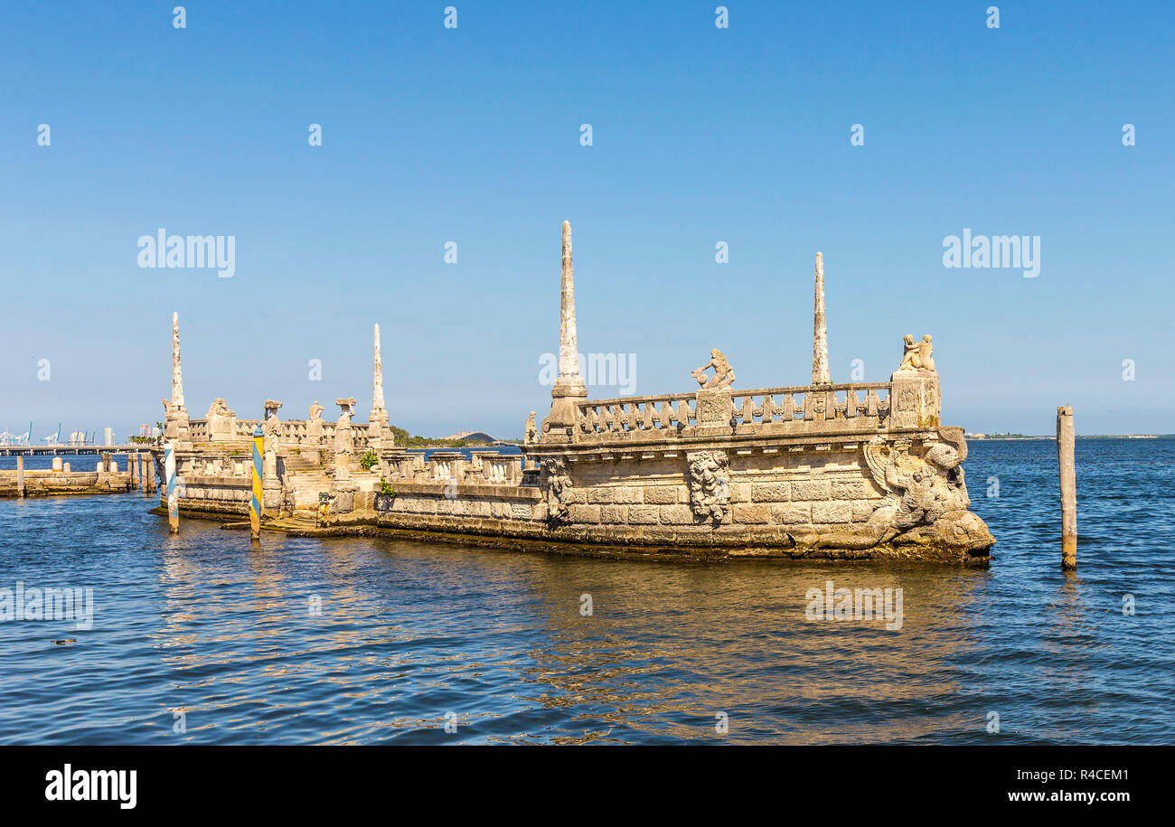 stone breakwater barge at the vizcaya museum and gardens on biscayne ...