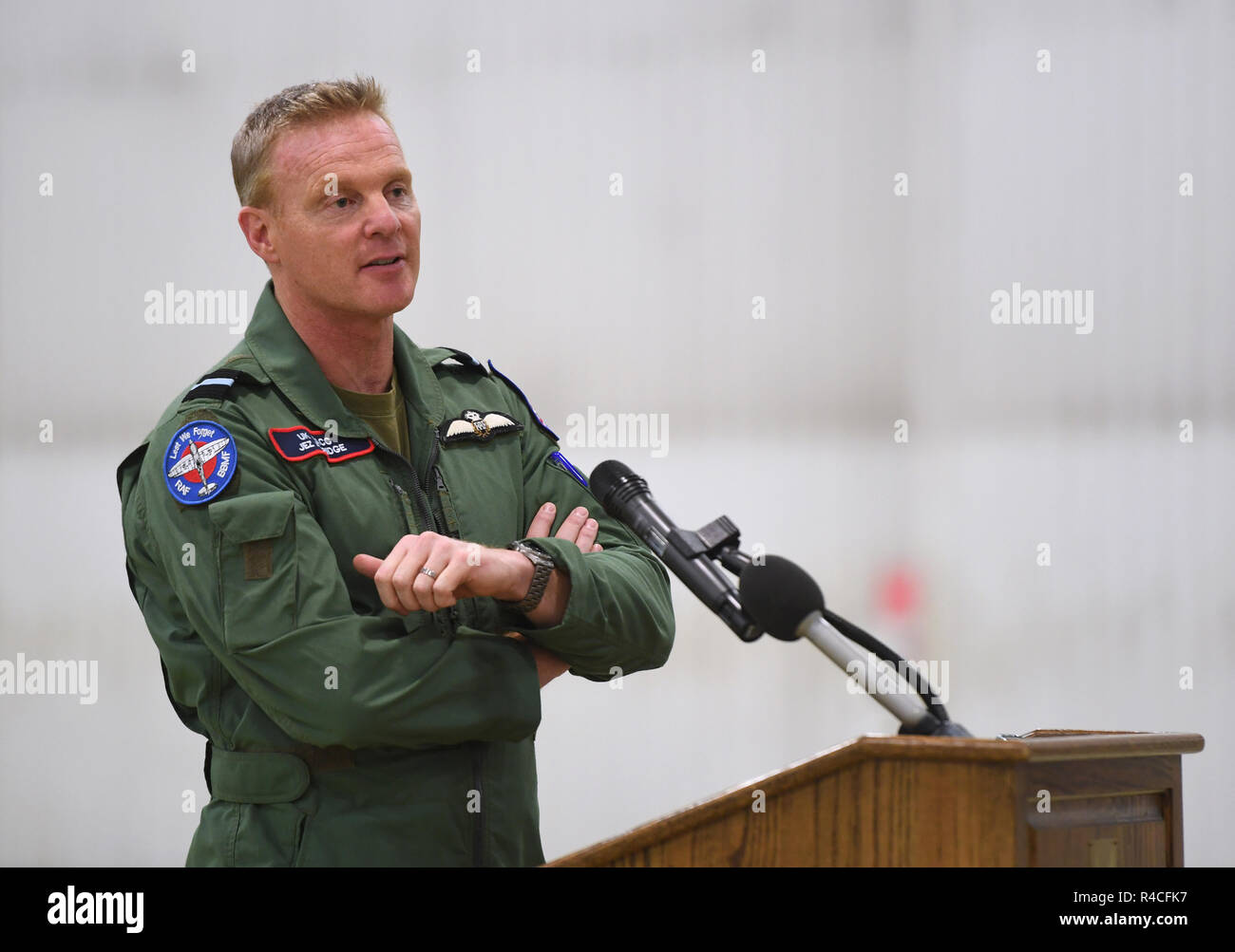 Air Commodore Jez Attridge from the Royal Air Force during a media ...