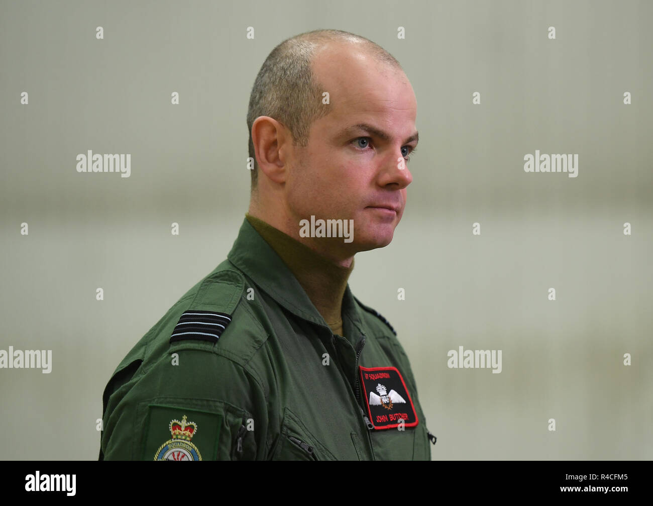 Officer Commanding 617 Squadron, Wing Commander John Butcher during a ...