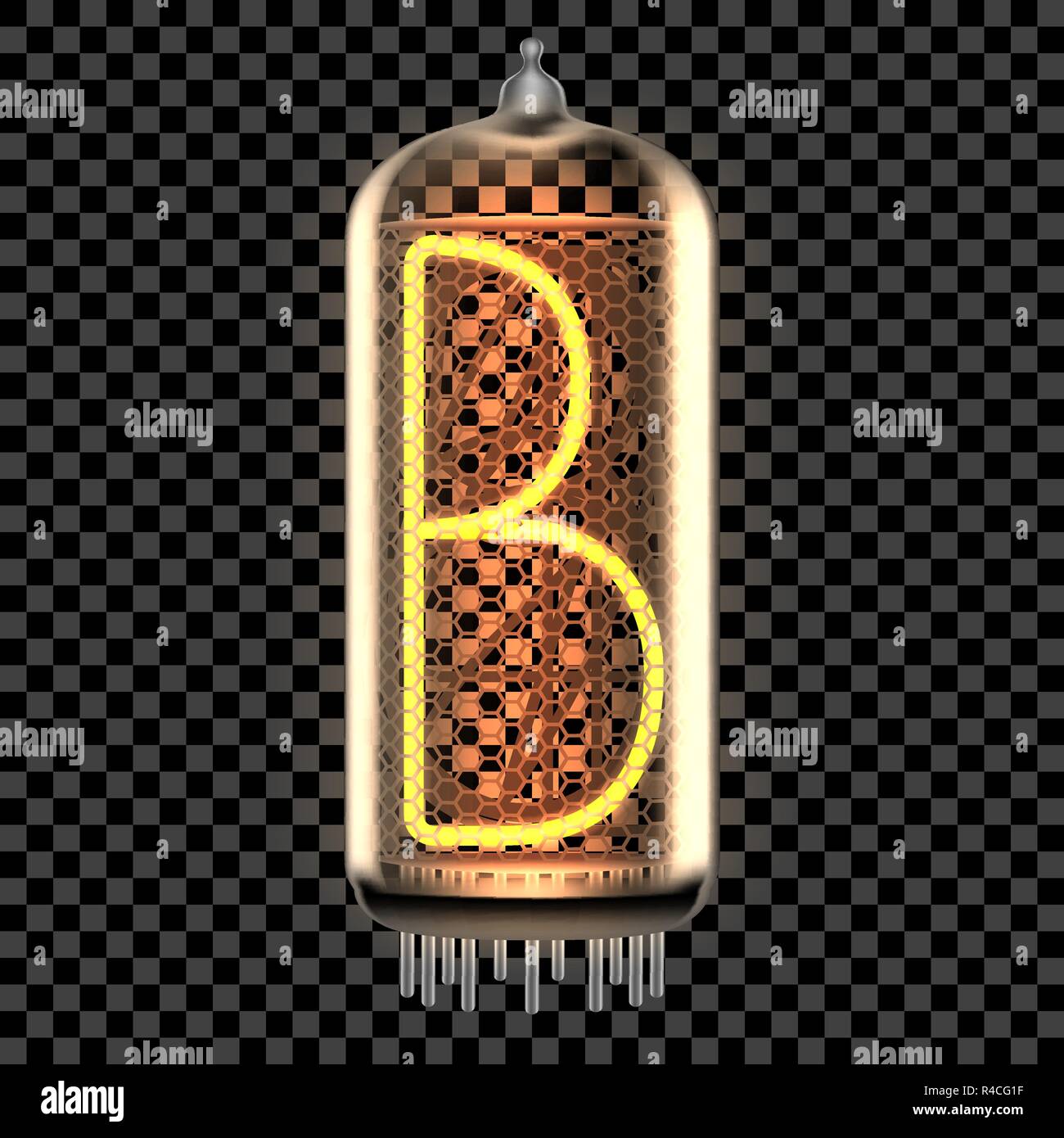 Nixie tube indicator lamp with letter B lit up, as retro-styled ...