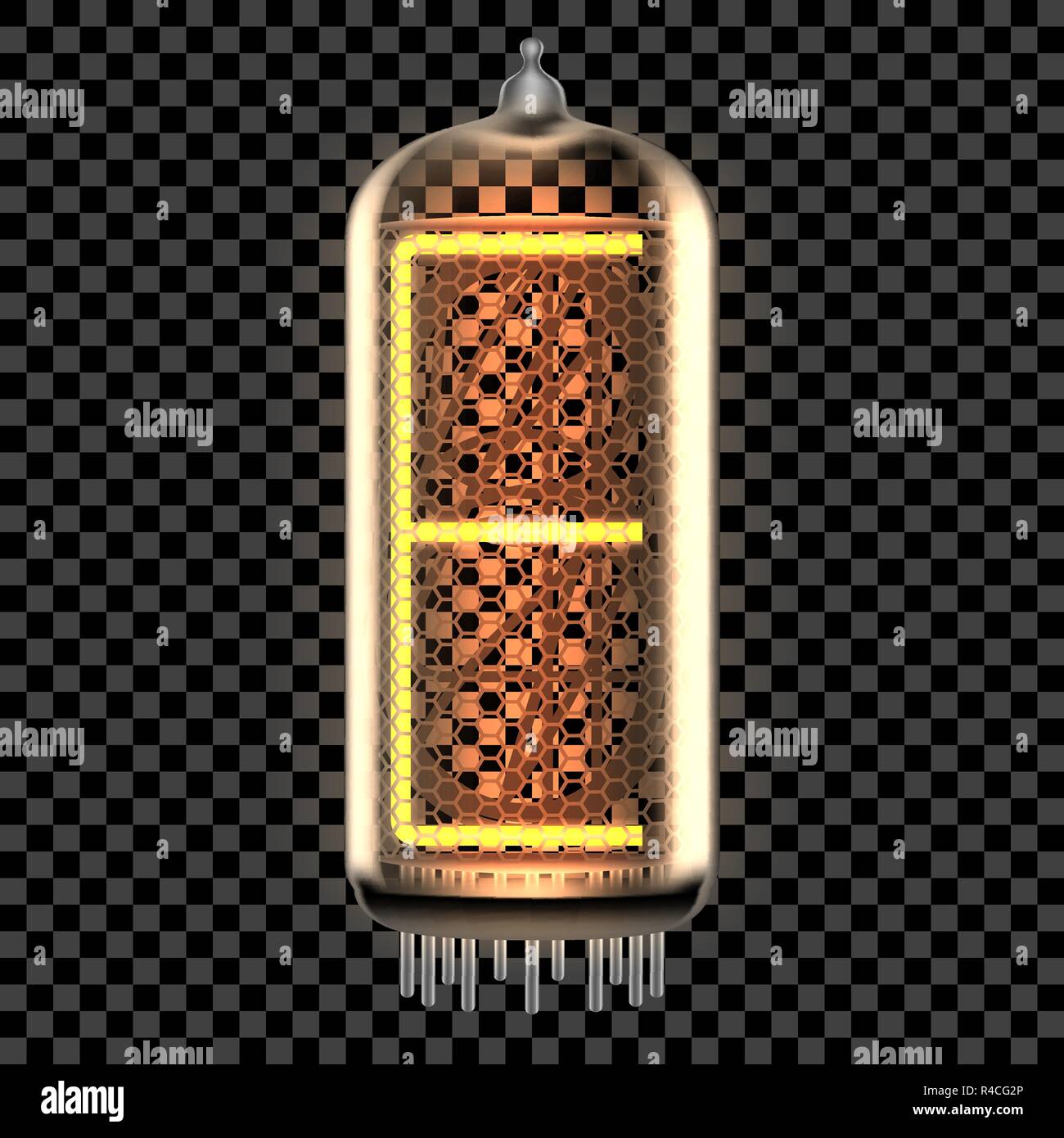 Nixie tube indicator lamp with letter E lit up, as retro-styled ...