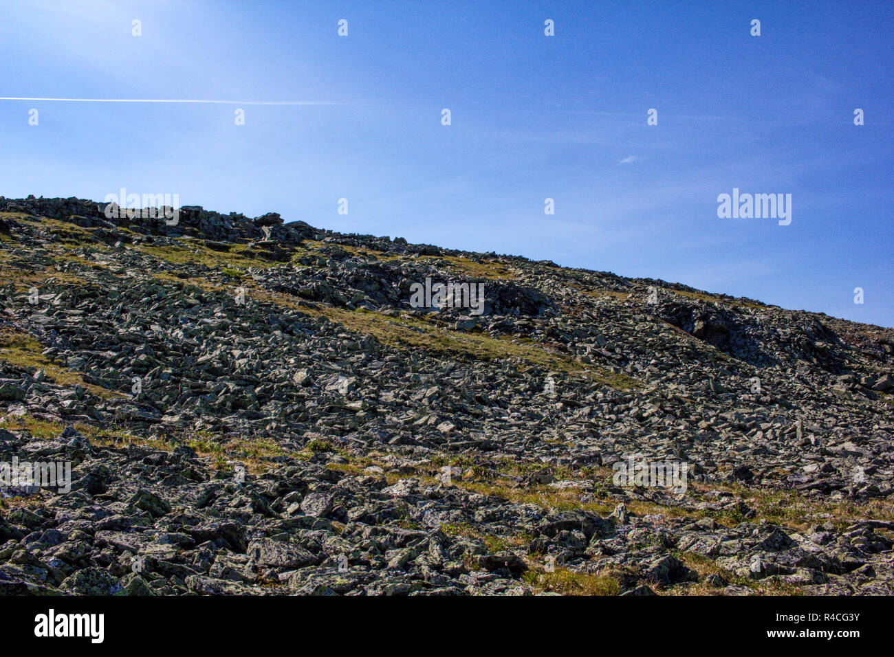 Beautiful landscape. Mountain range and green valley in North Ural ...
