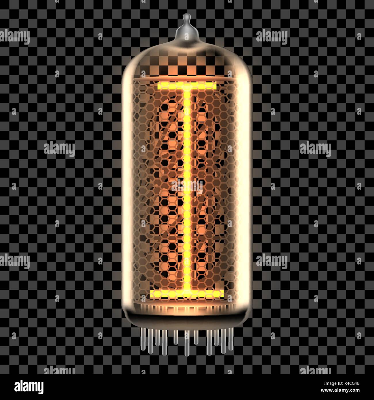 Nixie tube indicator lamp with letter I lit up, as retro-styled ...