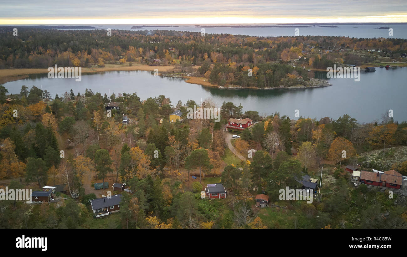 Beautiful view of the classic Swedish landscape from above Stock Photo ...