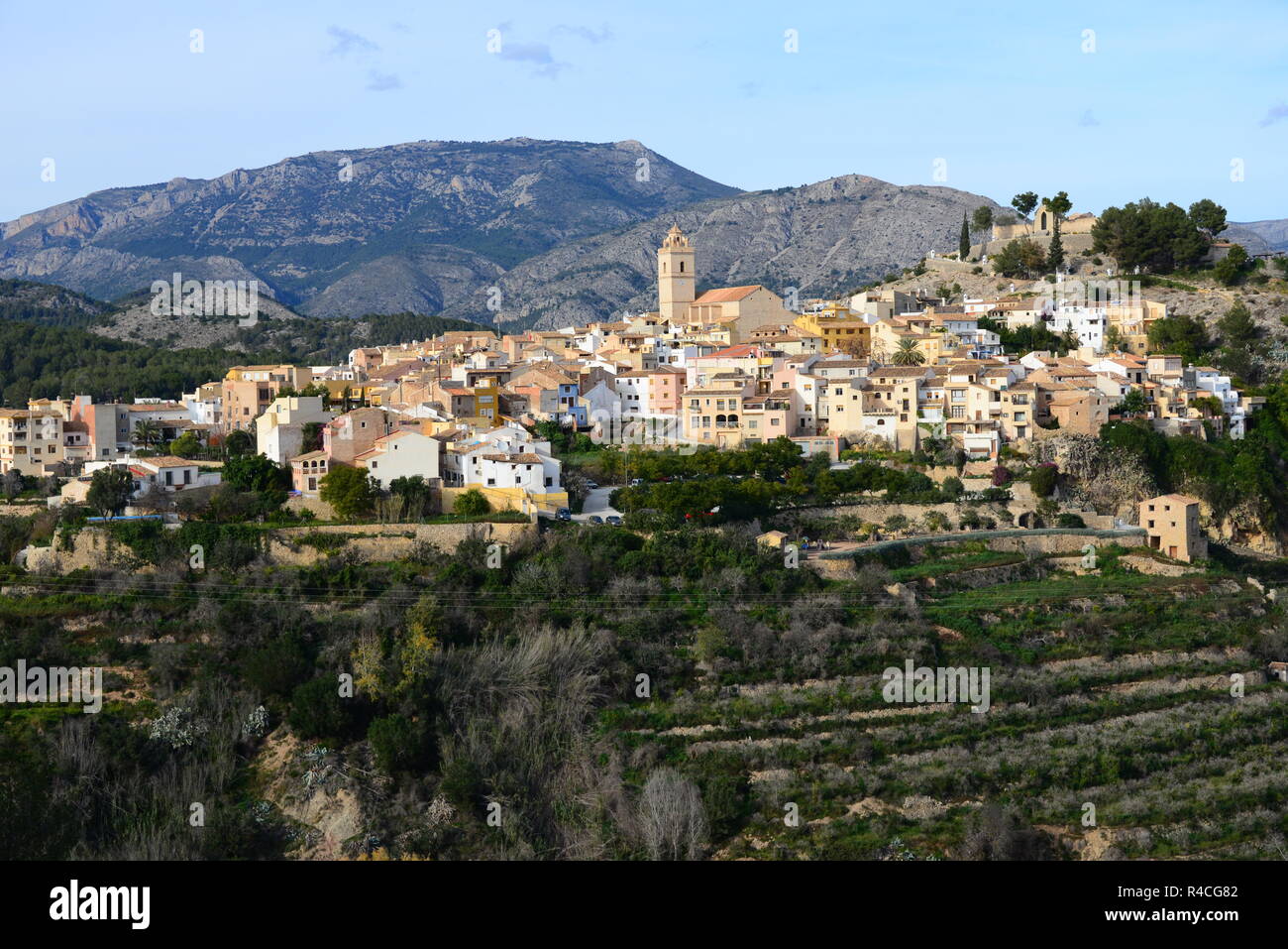 stadtansichten / house facades of polop de la marina - spain Stock ...