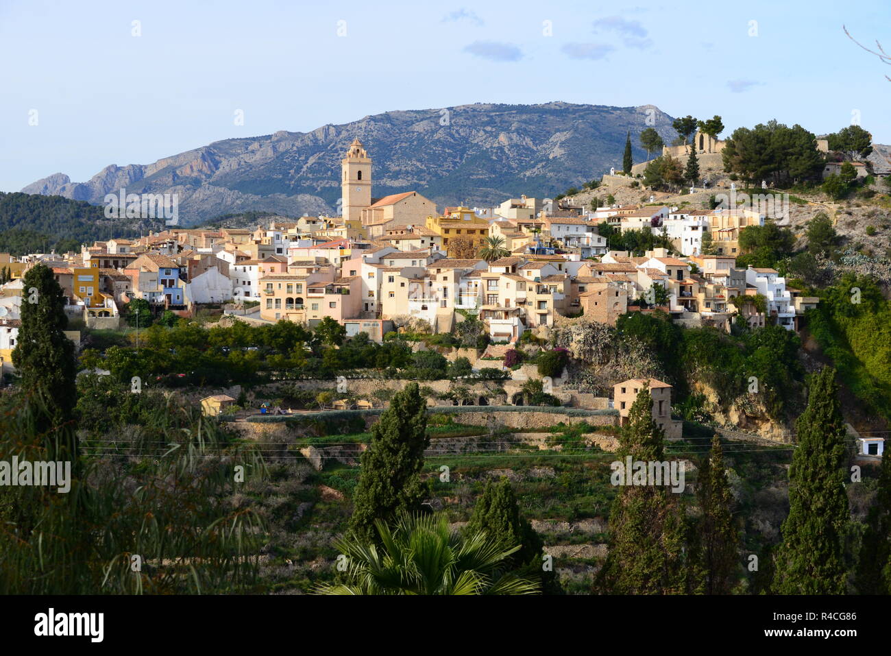 stadtansichten / house facades of polop de la marina - spain Stock ...