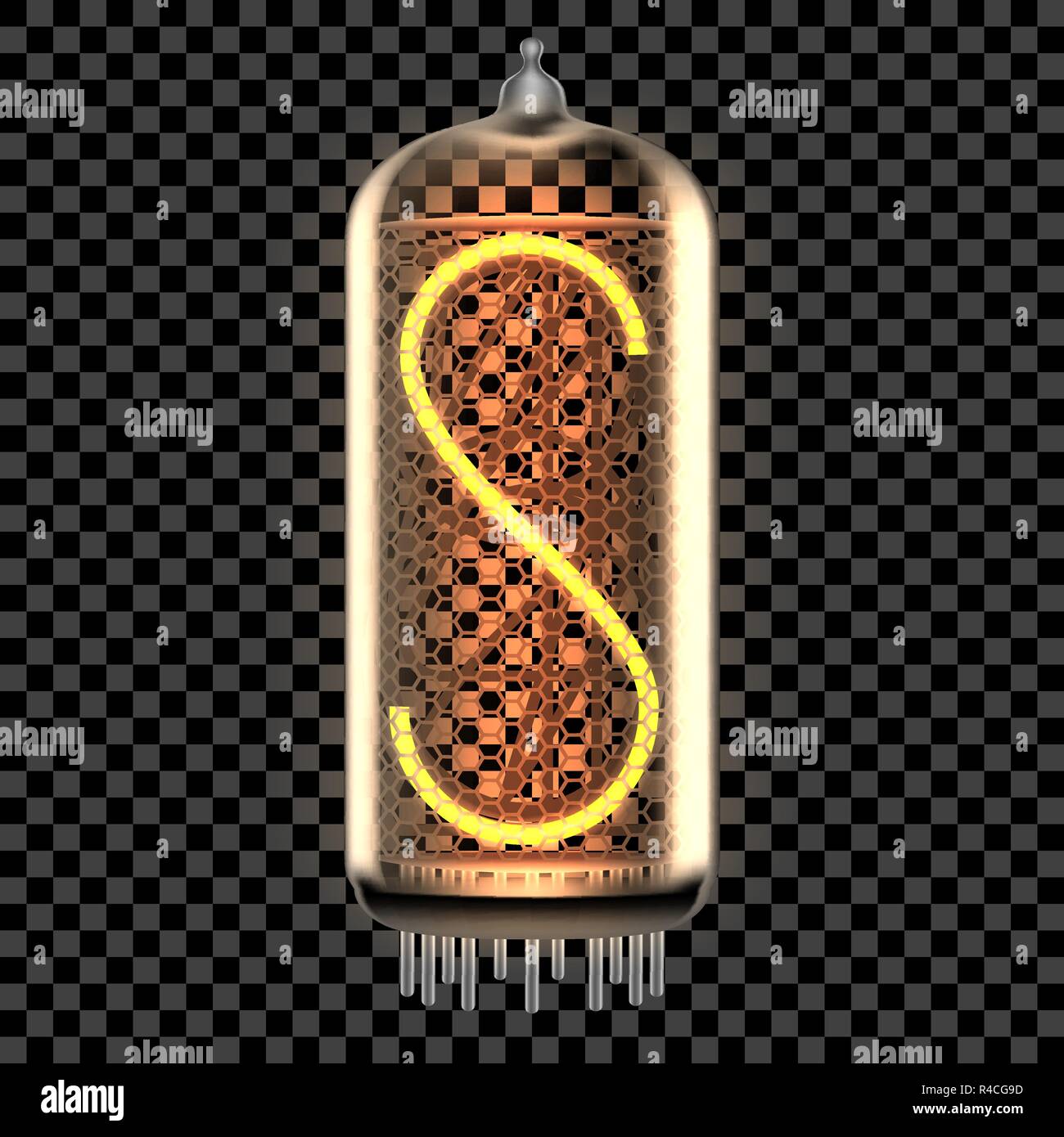 Nixie tube indicator lamp with letter S lit up, as retro-styled ...