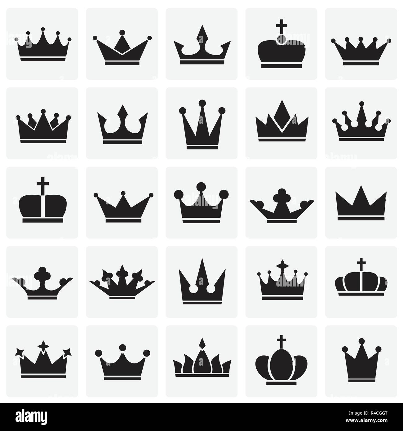 Crown icon set on squares background for graphic and web design, Modern ...