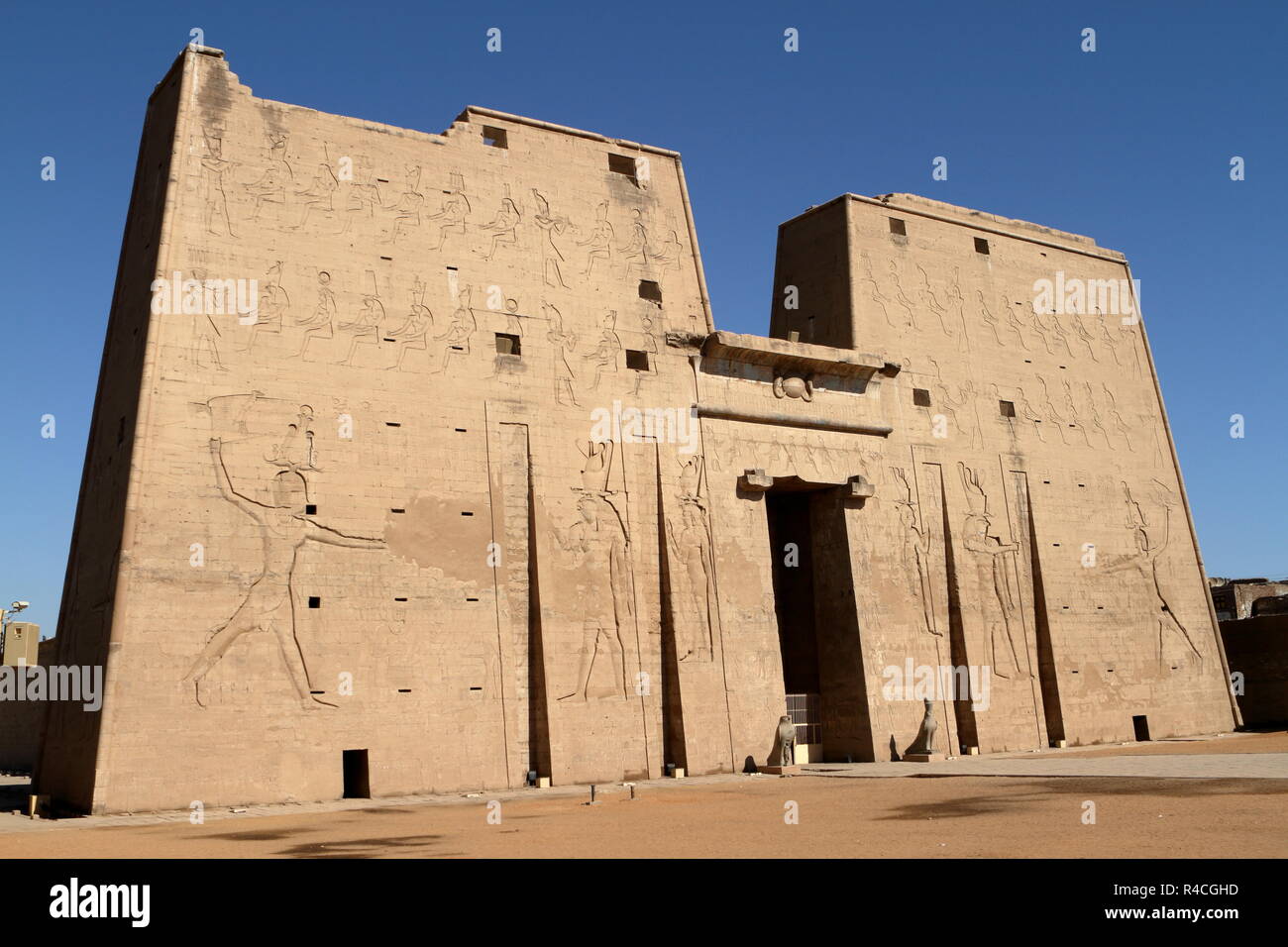 the temple of horus of edfu in egypt Stock Photo - Alamy