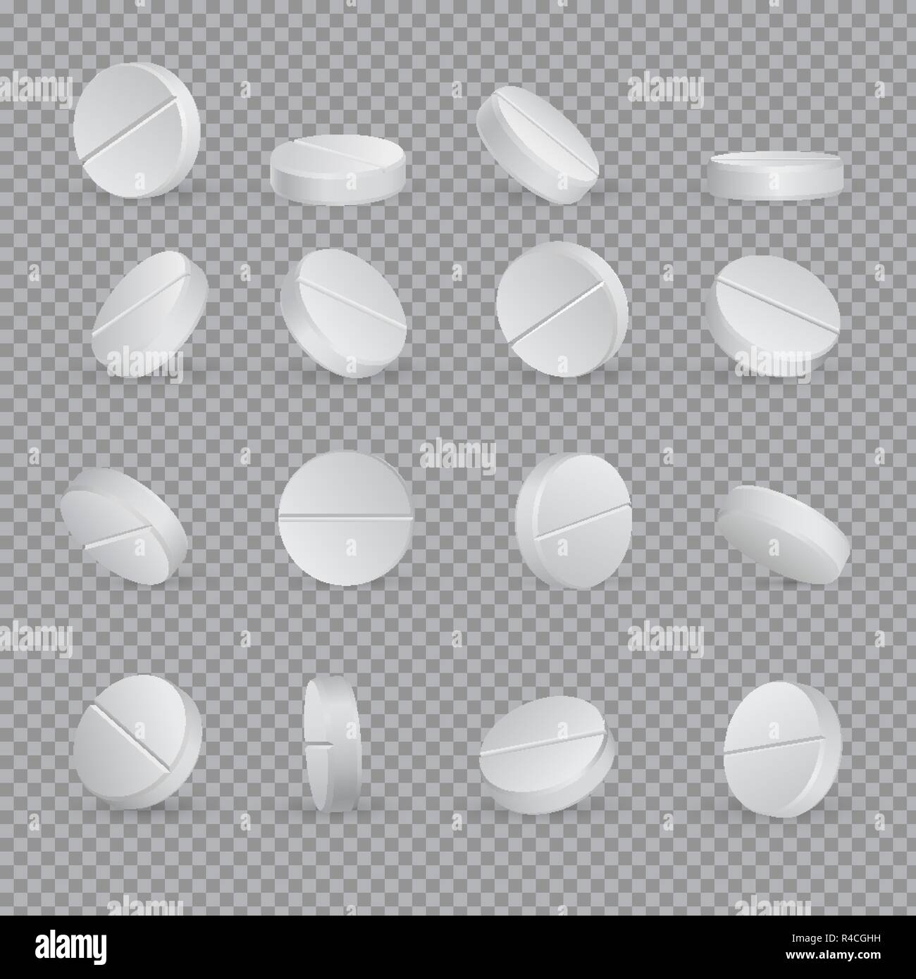 Round white medical pills in different positions Stock Vector Image ...