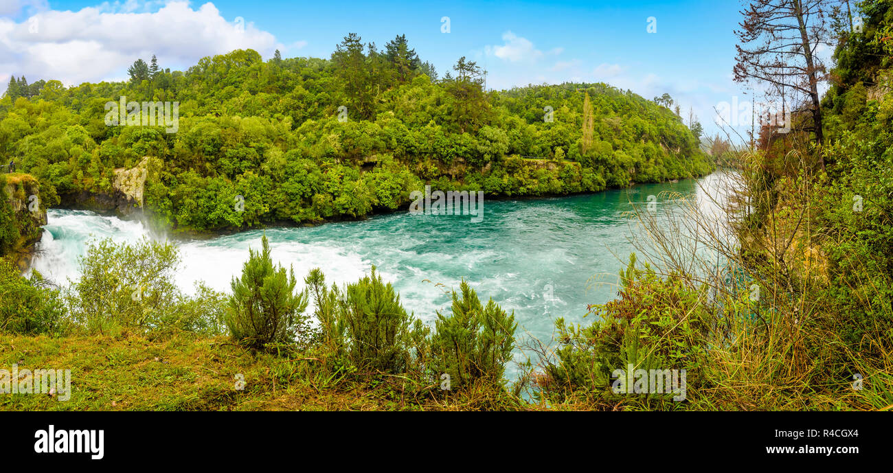 The powerful force of flowing and raging water of the Waikato River ...