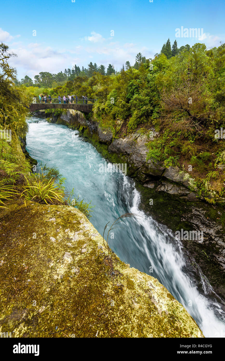 The powerful force of flowing and raging water of the Waikato River ...