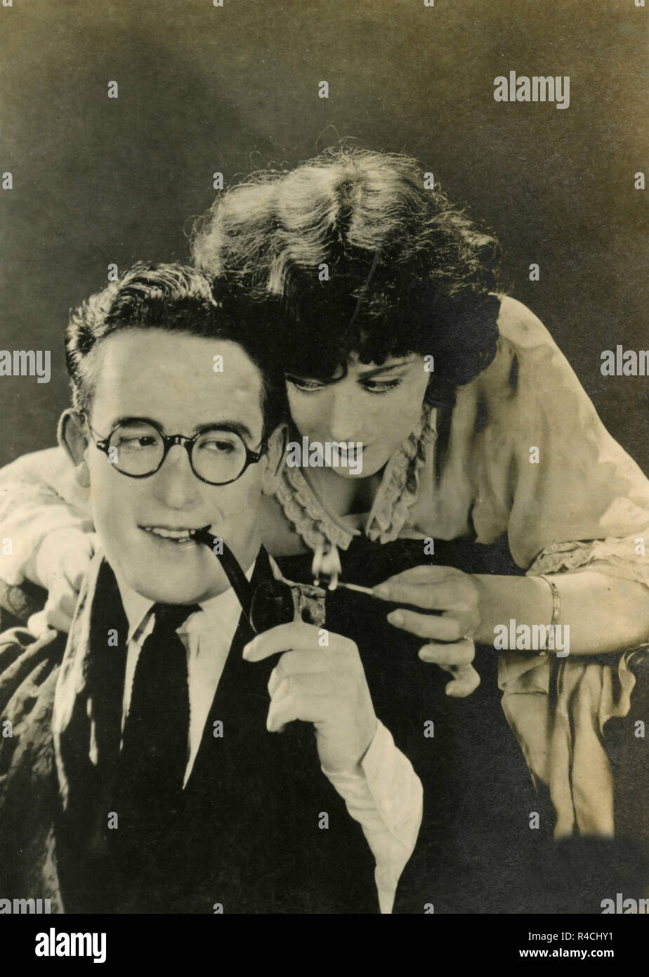 American actors Harold Lloyd and Jobyna Ralston in the movie Hot Water ...