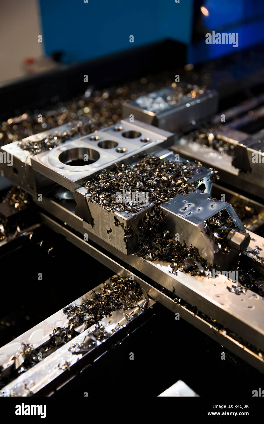 Closeup detail of the sheet metal manufacturing in facotry Stock Photo ...