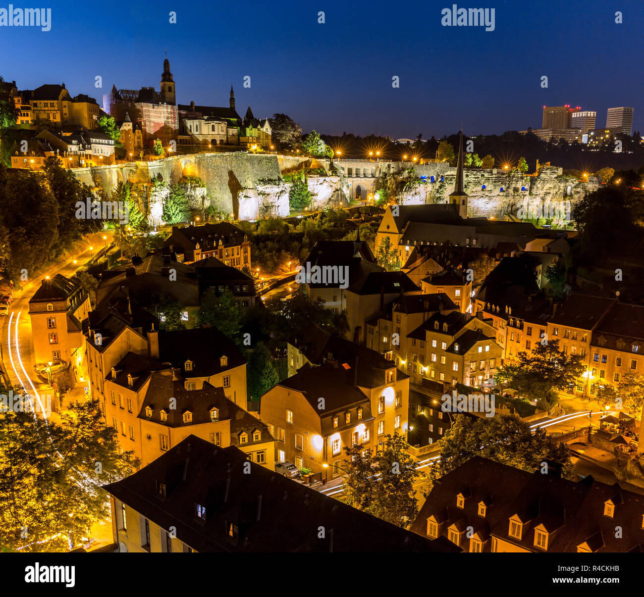 Luxembourg City night Stock Photo - Alamy