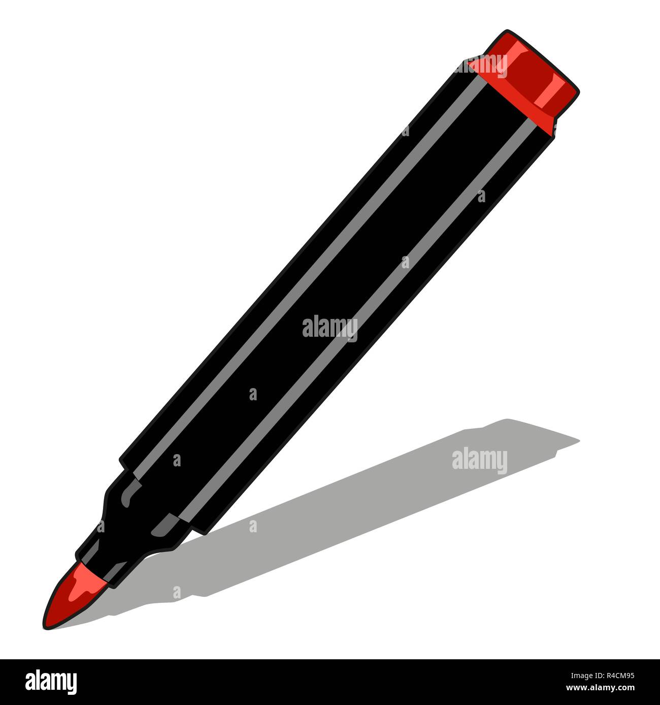 Red marker isolated on white background. Vector cartoon close-up ...