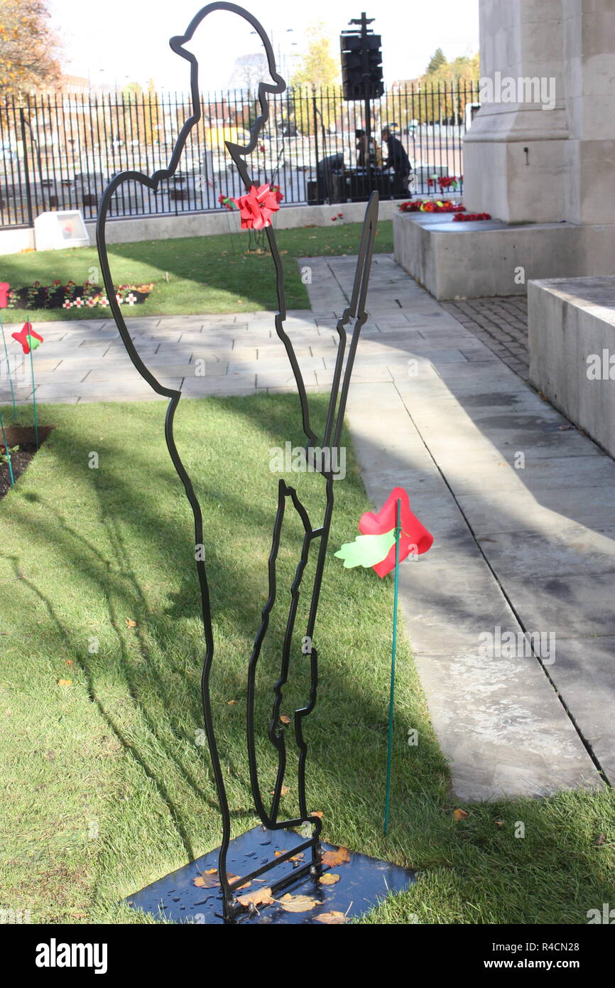 Silhouette of the Unknown Soldier at the War Memorial in Victoria Park ...