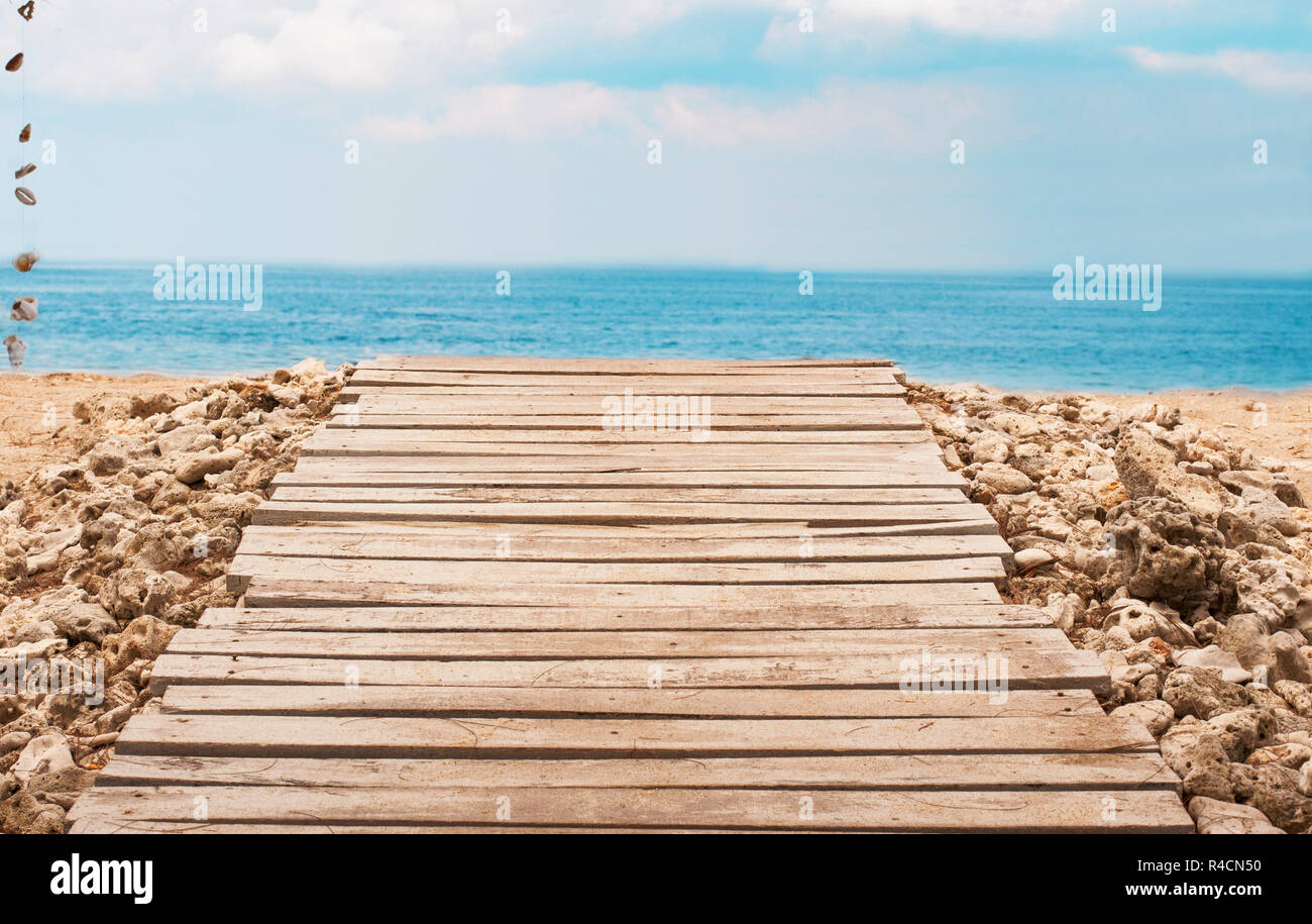Wooden platform on beach Stock Photo - Alamy