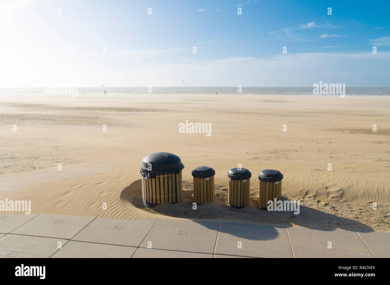 dust bins on beach Stock Photo - Alamy