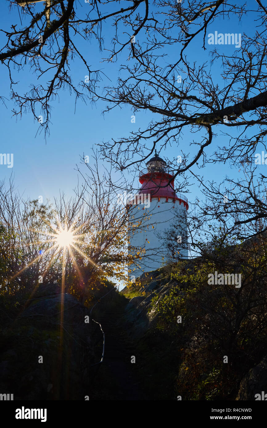 Lighthouse in Swedish village Landsort on the island of Oja Stock Photo ...