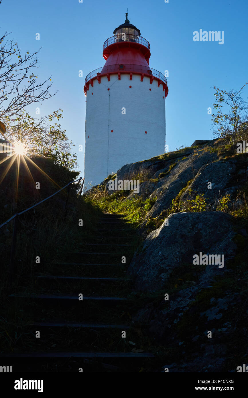 Lighthouse in Swedish village Landsort on the island of Oja Stock Photo ...